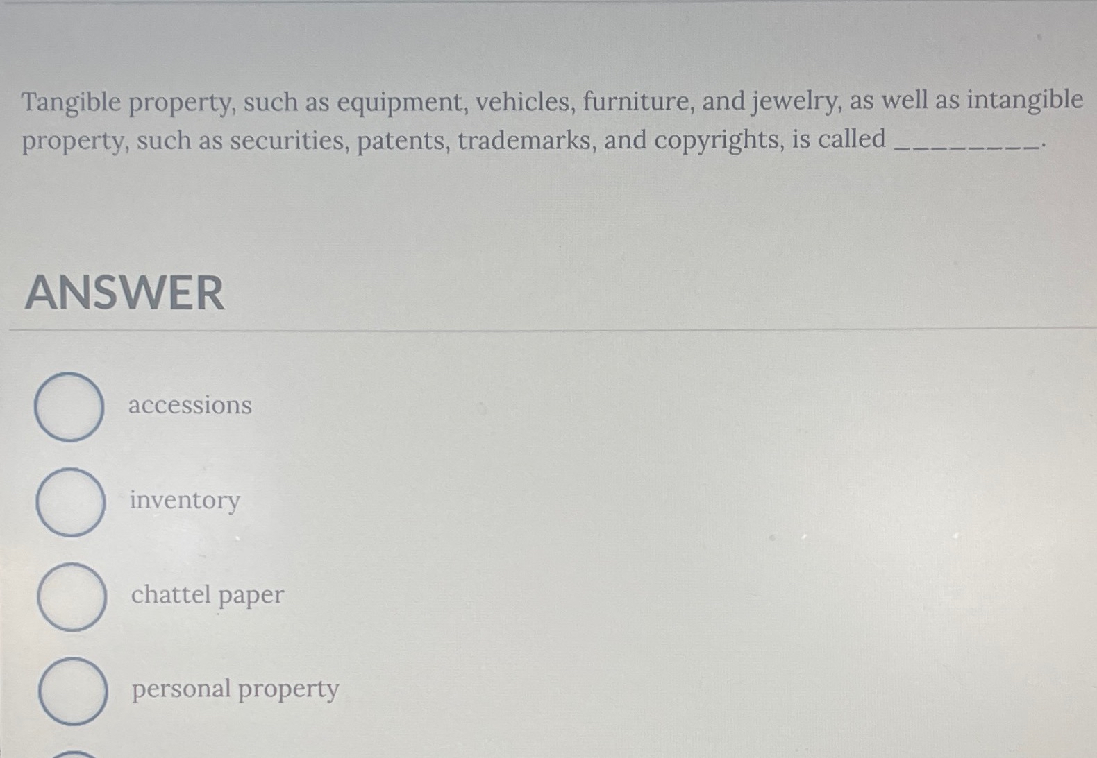 Solved Tangible property, such as equipment, vehicles, | Chegg.com