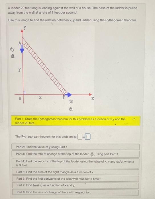 Solved A ladder 29 feet long is leaning against the wall of | Chegg.com