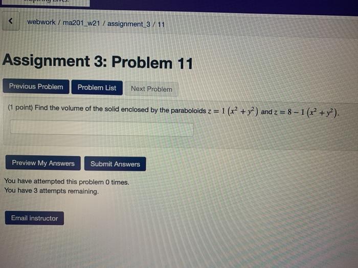 Solved webwork / ma201_w21 / assignment_3/11 Assignment 3: | Chegg.com
