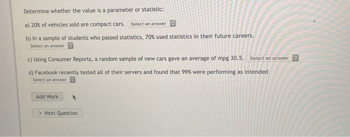 Determine whether the value is a parameter or | Chegg.com
