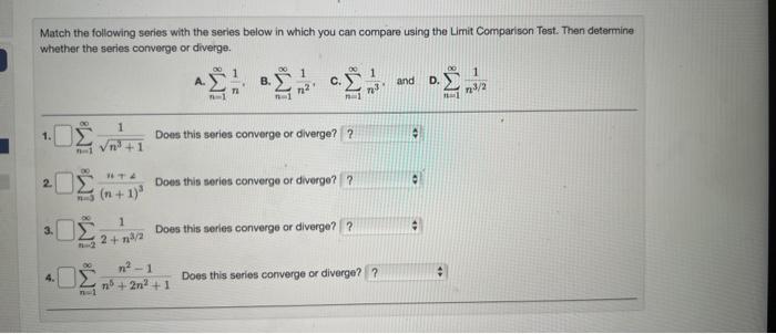 Solved Match the following series with the series below in | Chegg.com