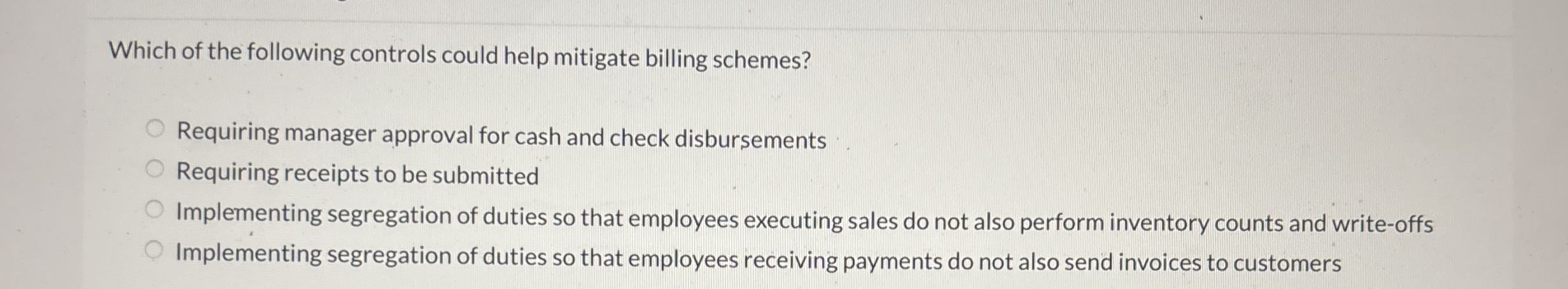 Solved Which of the following controls could help mitigate | Chegg.com