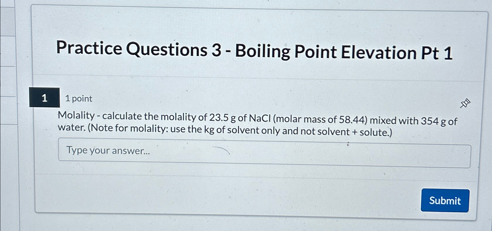 Solved Practice Questions 3 - ﻿Boiling Point Elevation Pt | Chegg.com