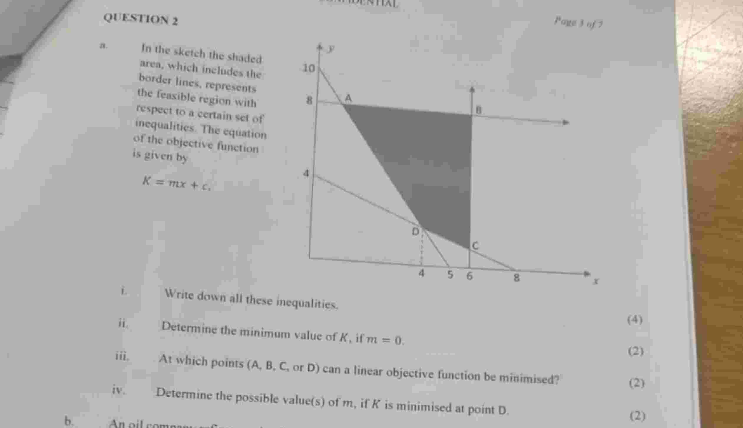 Solved QUESTION 2a. ﻿In the sketch the shaded area, which | Chegg.com