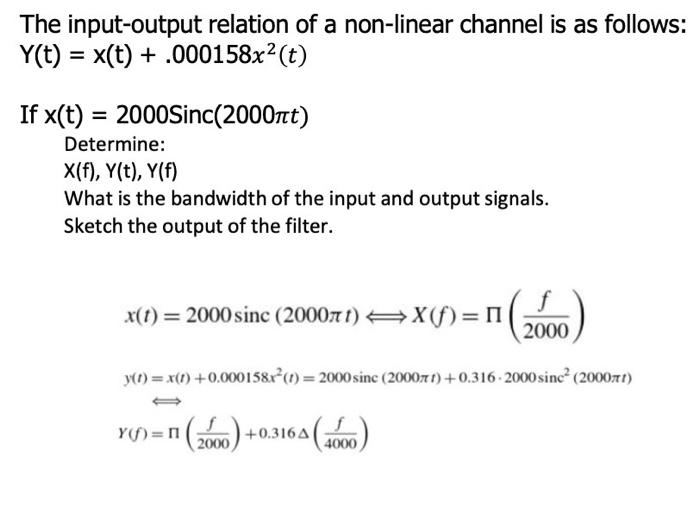 The input-output relation of a non-linear channel is | Chegg.com