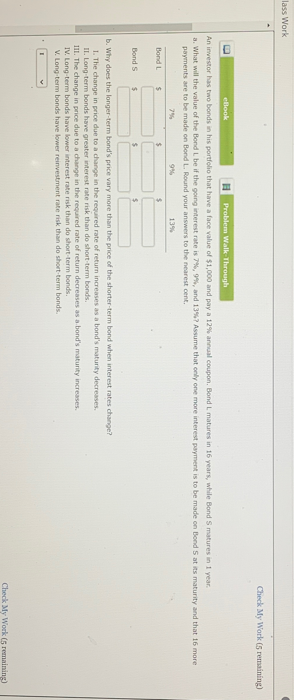 Solved lass WorkCheck My Work (5 ﻿remaining)eBookAn investor | Chegg.com