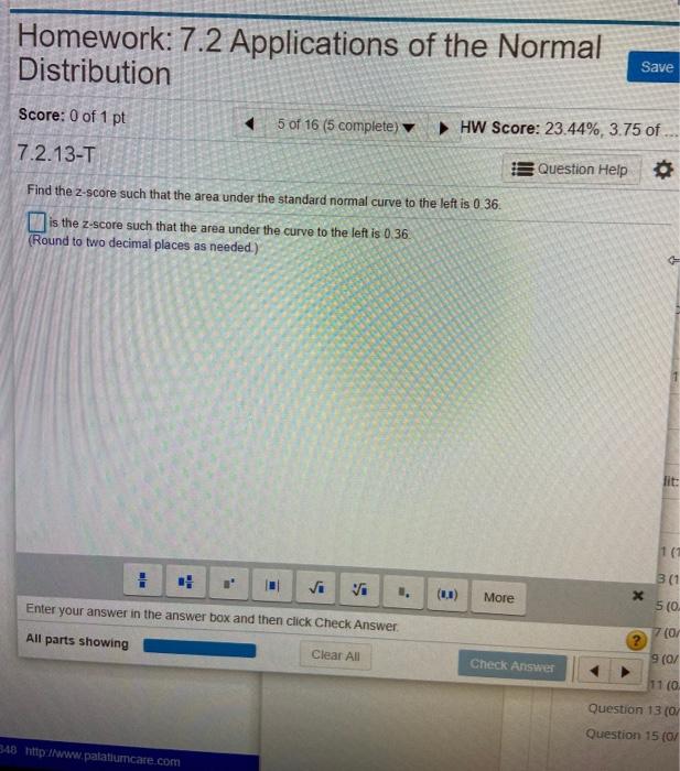 Solved Homework: 7.2 Applications of the Normal Distribution | Chegg.com