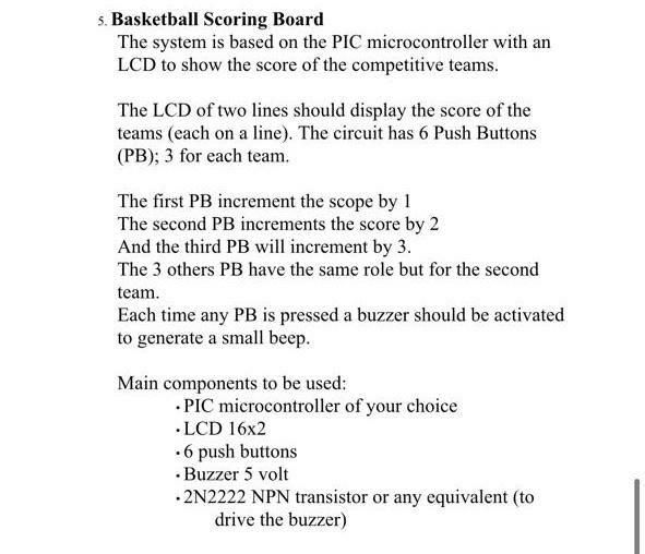 Solved s. Basketball Scoring Board The system is based on | Chegg.com