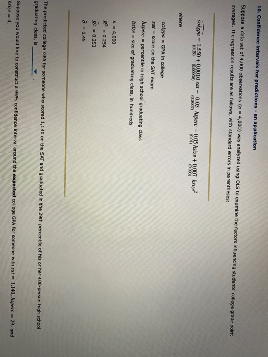 10. Confidence intervals for predictions - an | Chegg.com