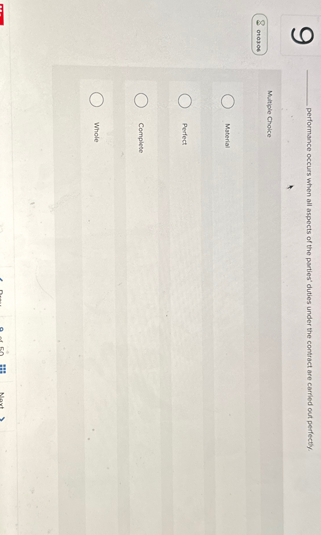 Solved performance occurs when all aspects of the parties' | Chegg.com