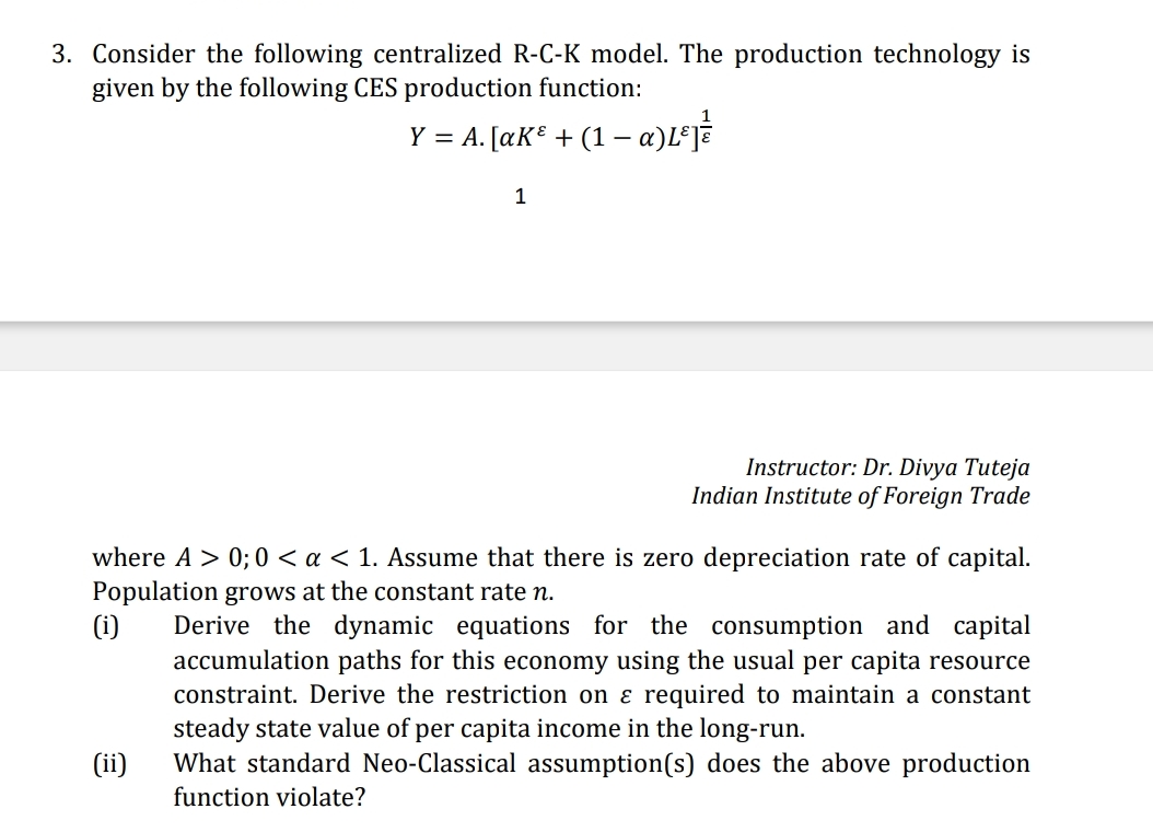 Solved Consider the following centralized R-C-K model. The | Chegg.com