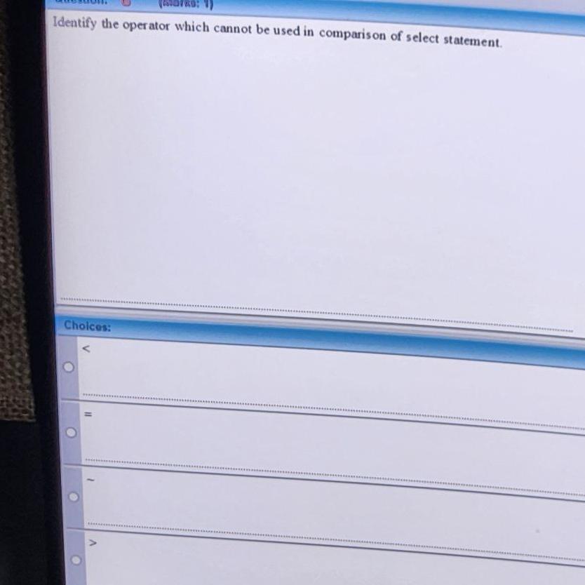 Solved Identify the operator which cannot be used in | Chegg.com