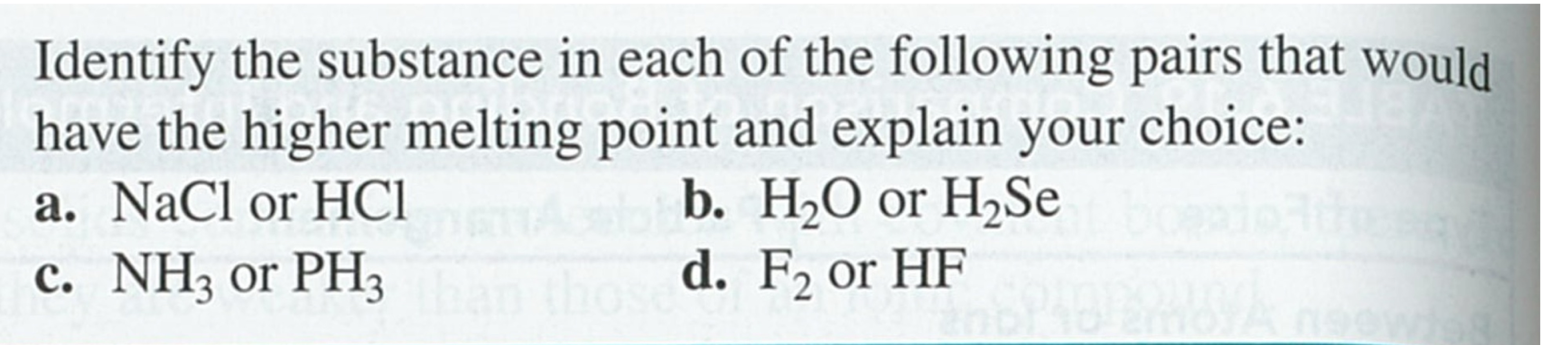 Solved Identify the substance in each of the following pairs | Chegg.com