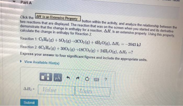 Solved Part A Click the AH is an Extensive Property button | Chegg.com