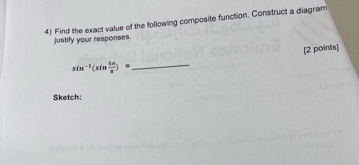Solved 4) Find the exact value of the following composite | Chegg.com