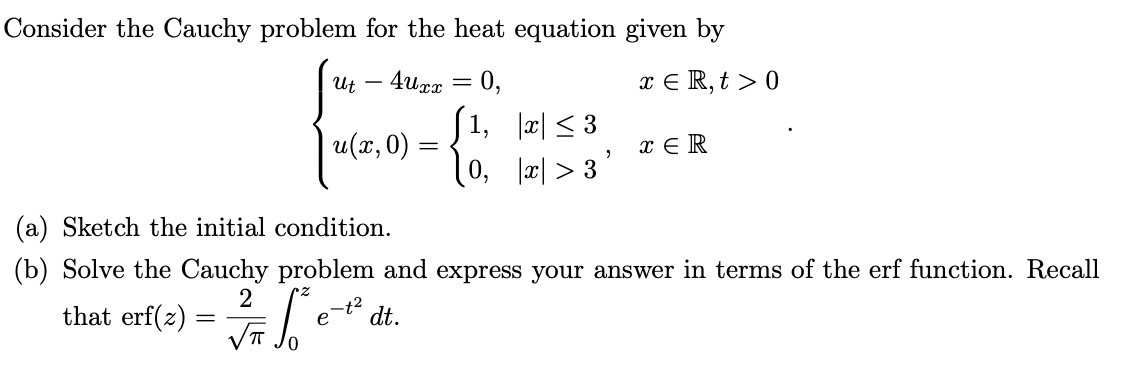 Solved Consider the Cauchy problem for the heat equation | Chegg.com