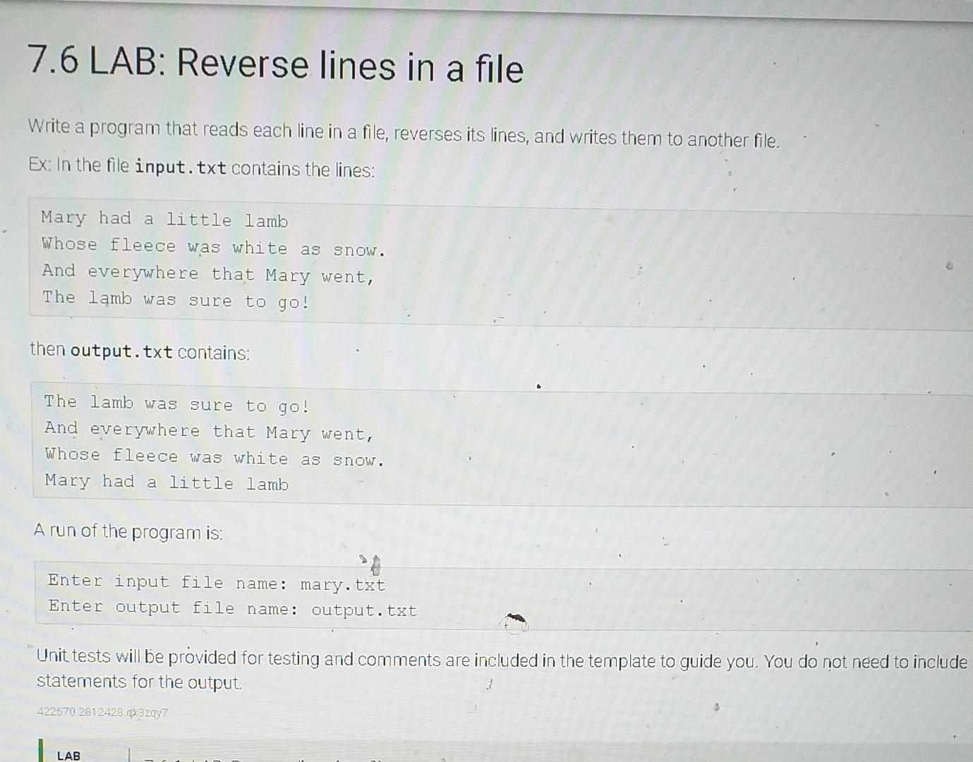 Solved Write a program that reads each line in a file, | Chegg.com