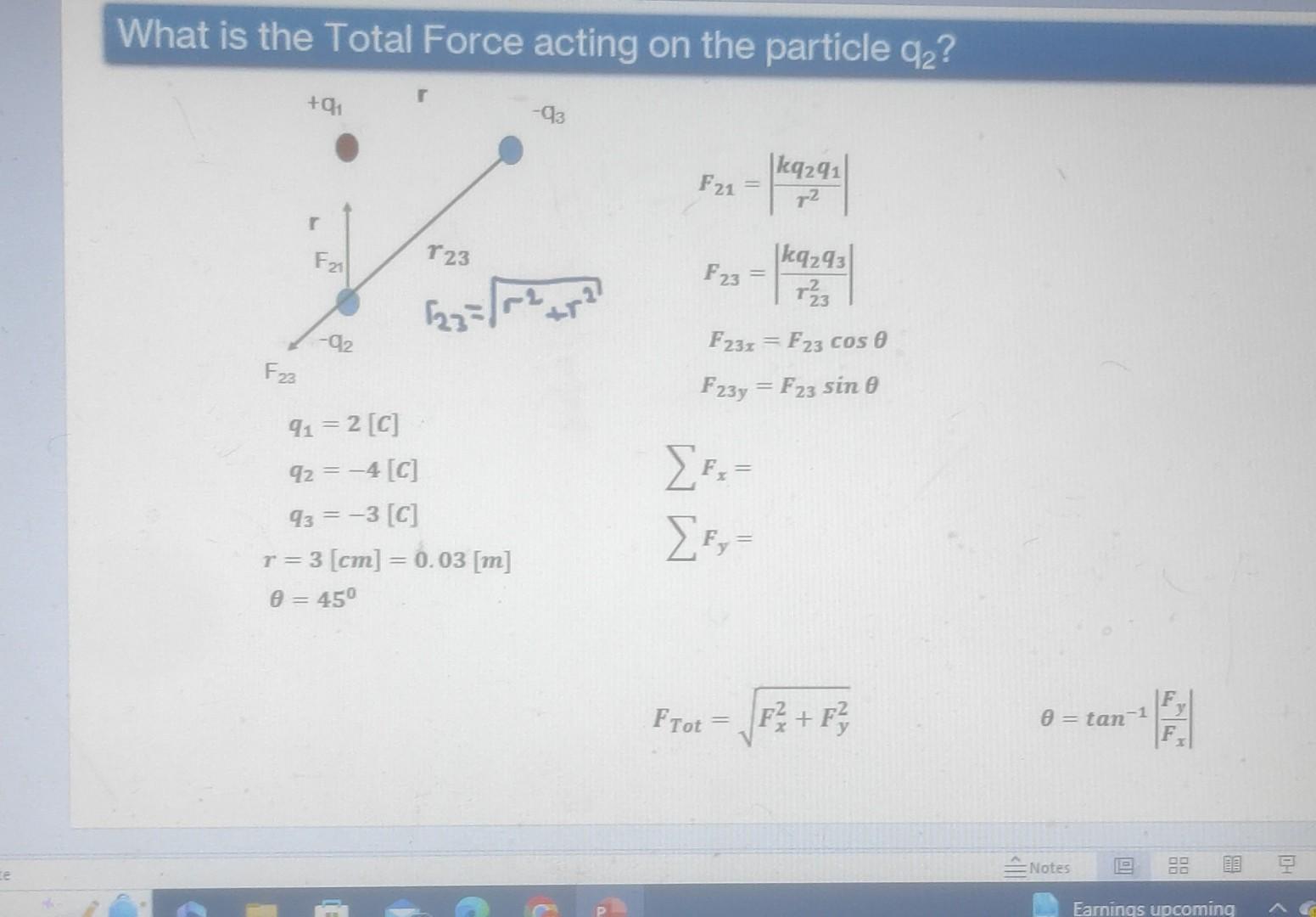 Solved What is the Total Force acting on the particle q2 ? | Chegg.com