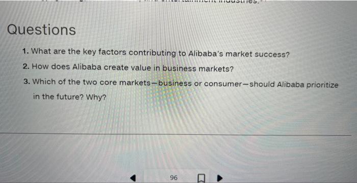 Solved alibaba case study write an overview and answer to | Chegg.com