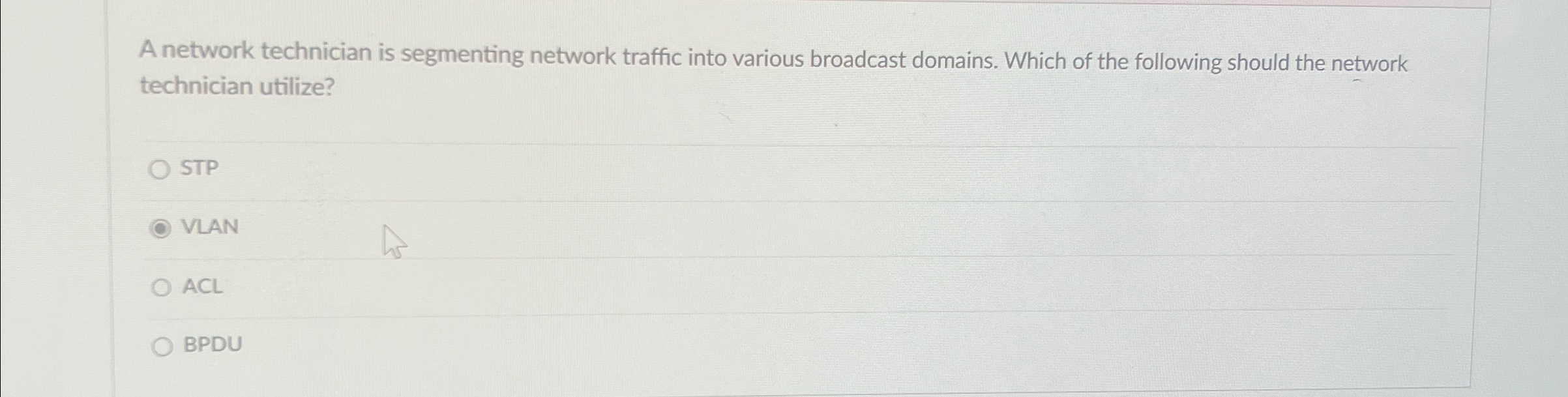 Solved A network technician is segmenting network traffic | Chegg.com