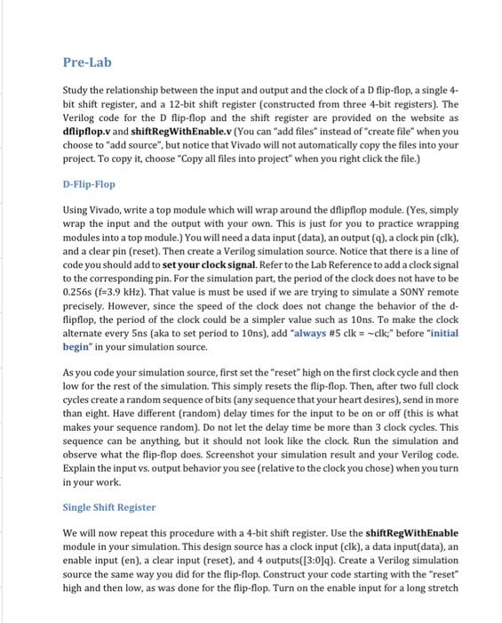 ECE 25 Pre-Lab 4: Sequential Circuits, Sequence | Chegg.com