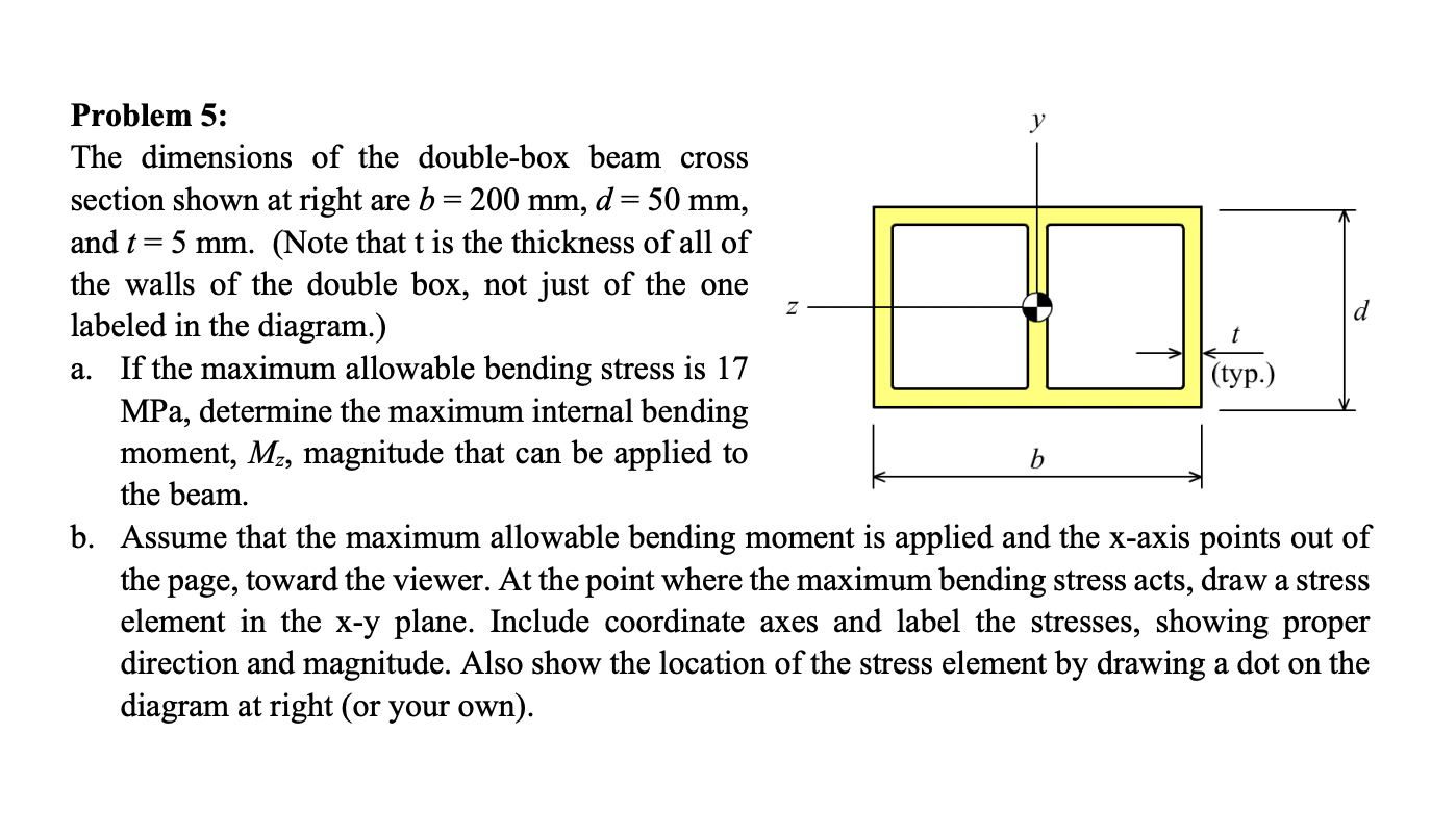 Solved Problem 5:The dimensions of the double-box beam cross | Chegg.com