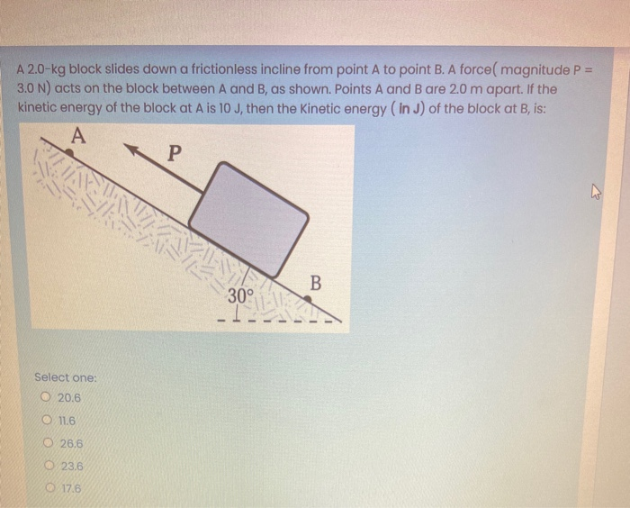 Solved A 2.0-kg block slides down a frictionless incline | Chegg.com