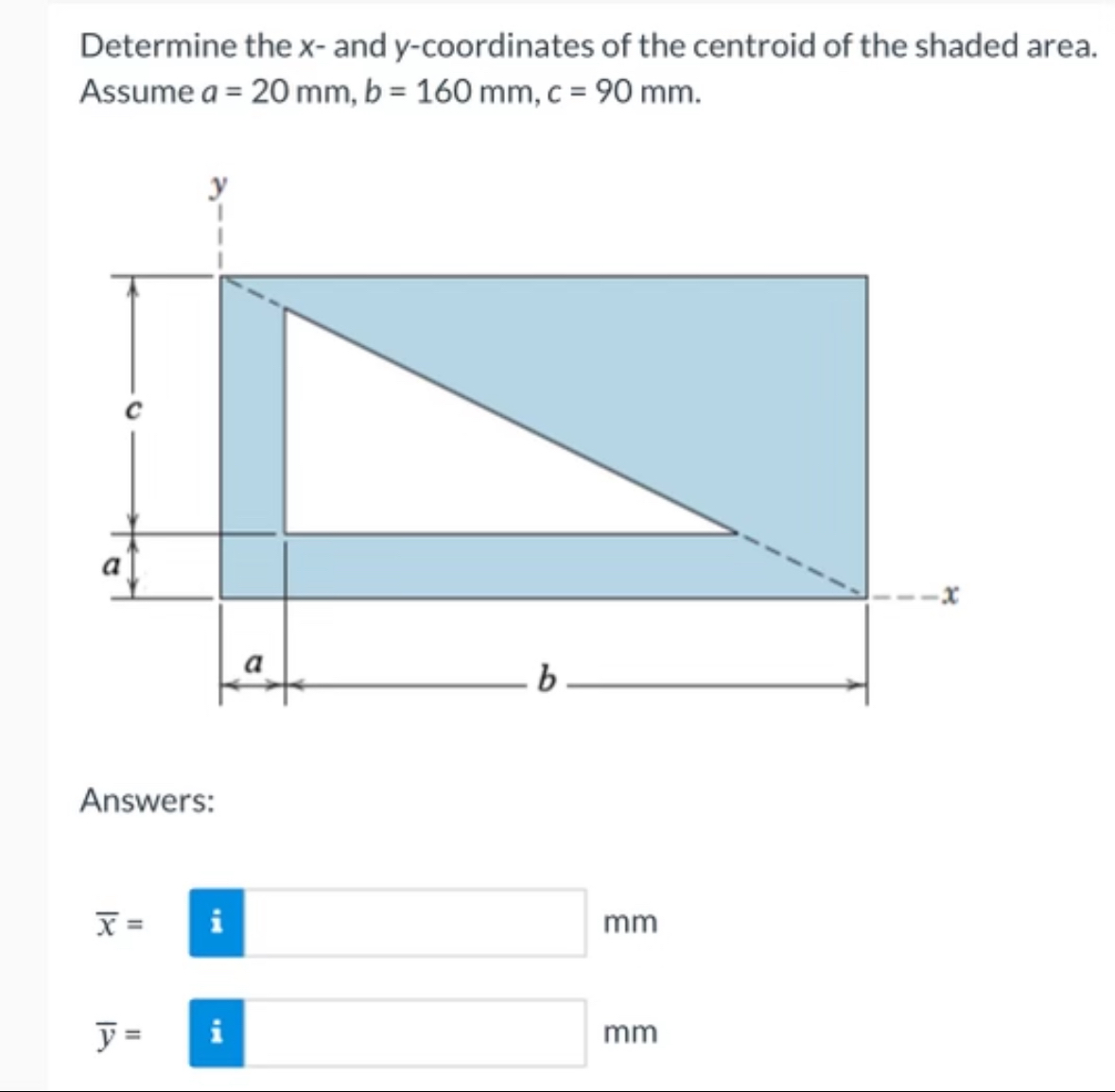Solved Determine the x - ﻿and y-coordinates of the centroid | Chegg.com
