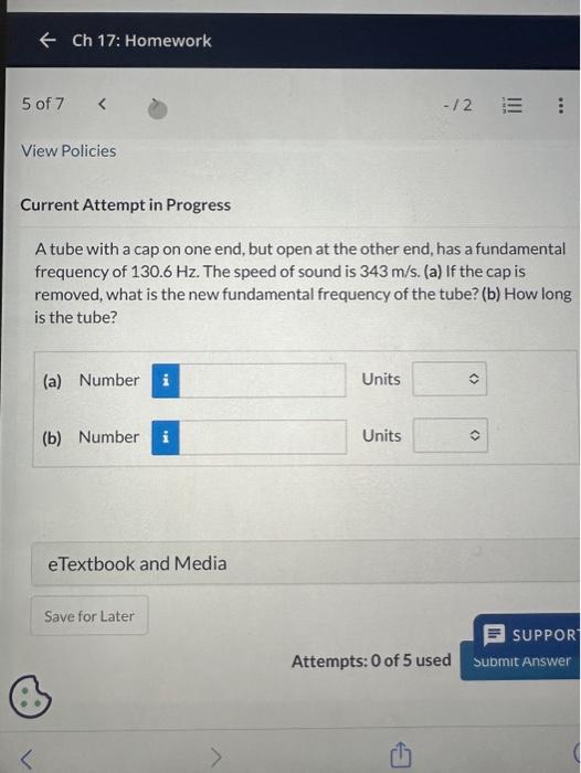 Solved A tube with a cap on one end, but open at the other | Chegg.com