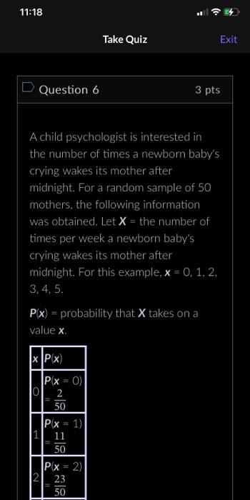 Solved Question 6 3 pts A child psychologist is interested | Chegg.com