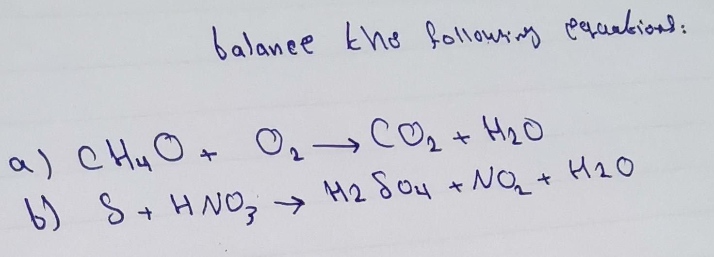 Solved balance this following equations: | Chegg.com
