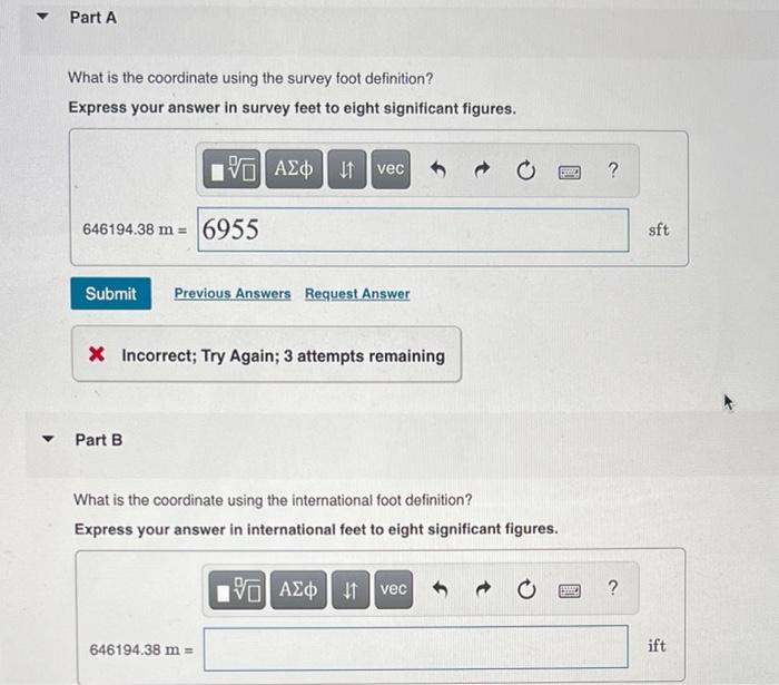 Solved What is the coordinate using the survey foot | Chegg.com
