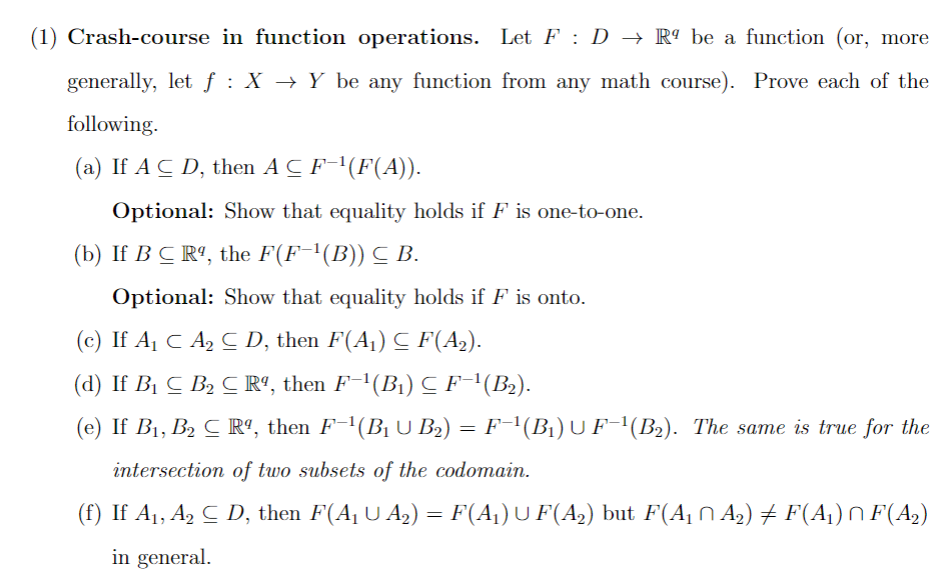 Solved (1) ﻿Crash-course in function operations. Let F:D→Rq | Chegg.com