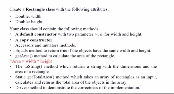 Solved Create A Rectangle Class With The Following