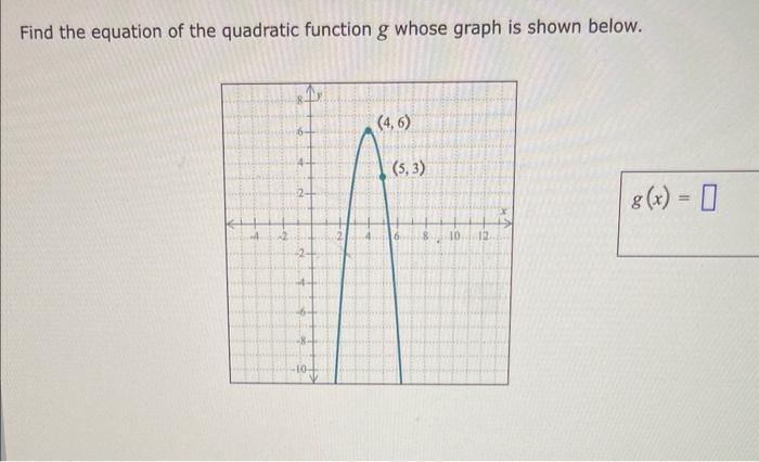 Solved Find the equation of the quadratic function g whose | Chegg.com