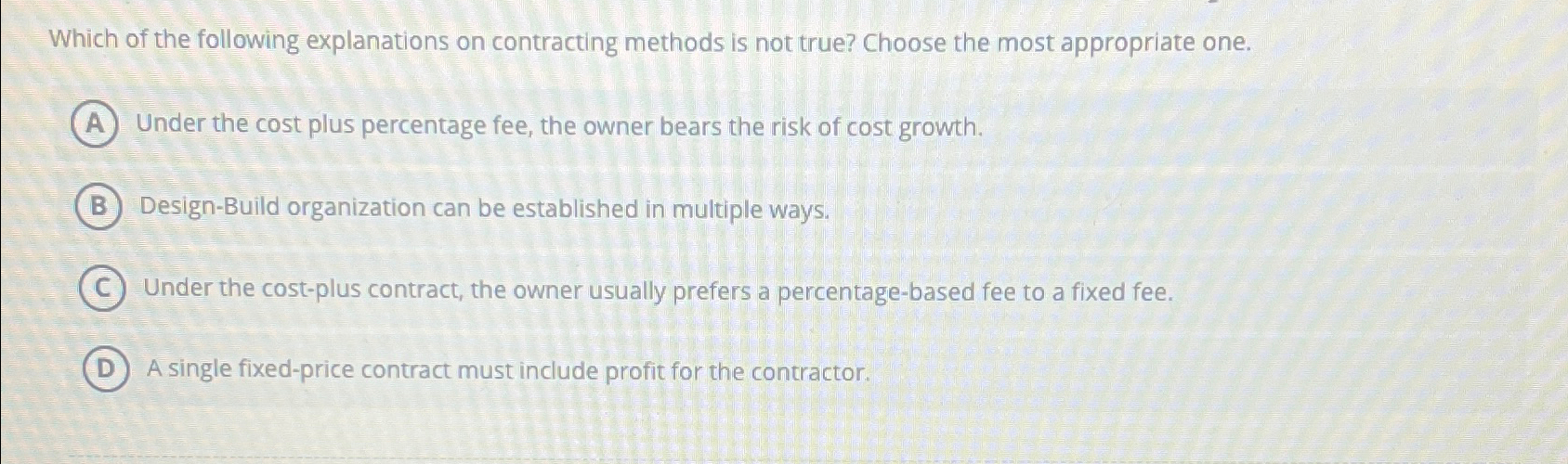 Solved Which of the following explanations on contracting | Chegg.com