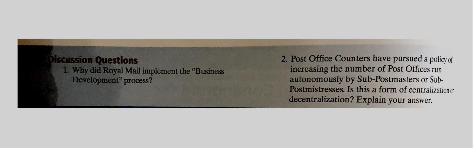 Solved Royal Mail: A Structural Conundrum It may be | Chegg.com