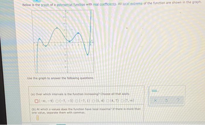 Solved Below is the graph of a polynomial function with real | Chegg.com