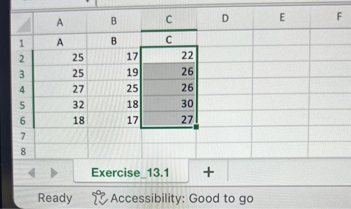Solved Exercise_13.1 Ready ¿ Accessibility: Good to | Chegg.com