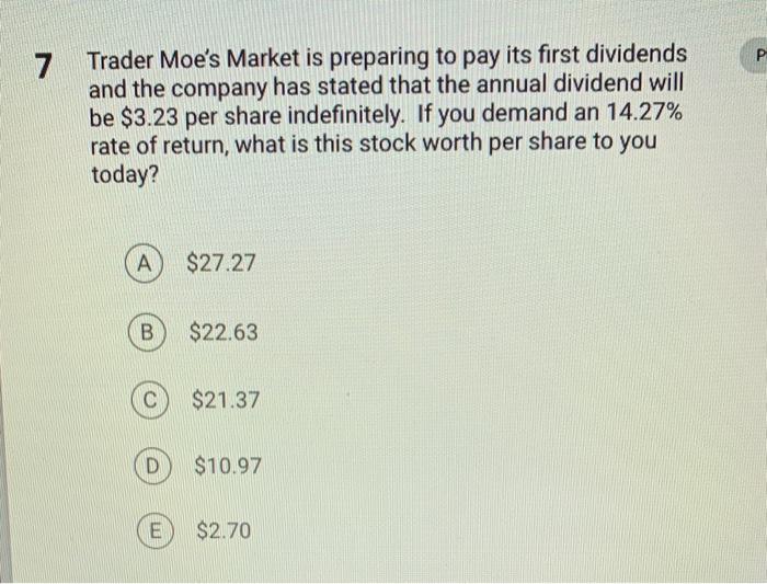 Solved Trader Moe's Market is preparing to pay its first | Chegg.com