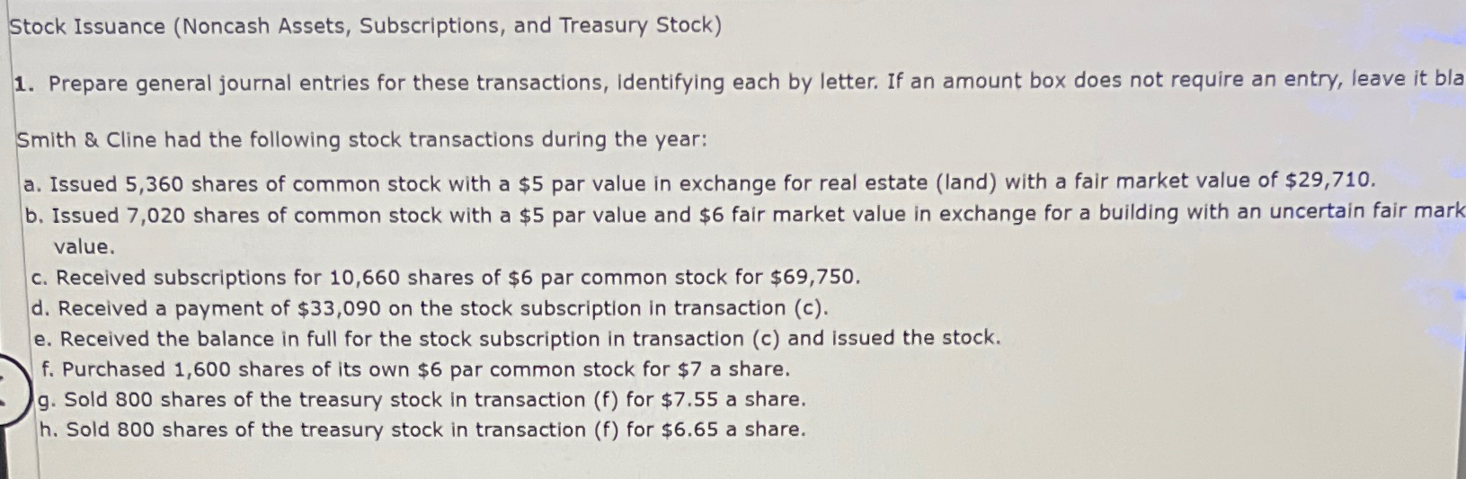 Solved Stock Issuance (Noncash Assets, Subscriptions, and | Chegg.com