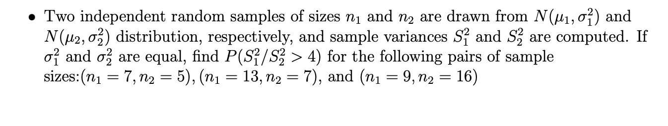 Solved Two independent random samples of sizes n1 ﻿and n2 | Chegg.com