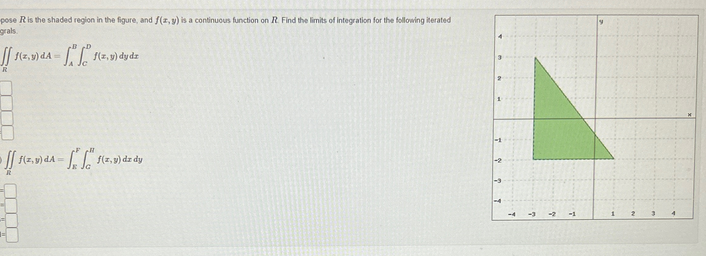 Solved pose R ﻿is the shaded region in the figure, and | Chegg.com