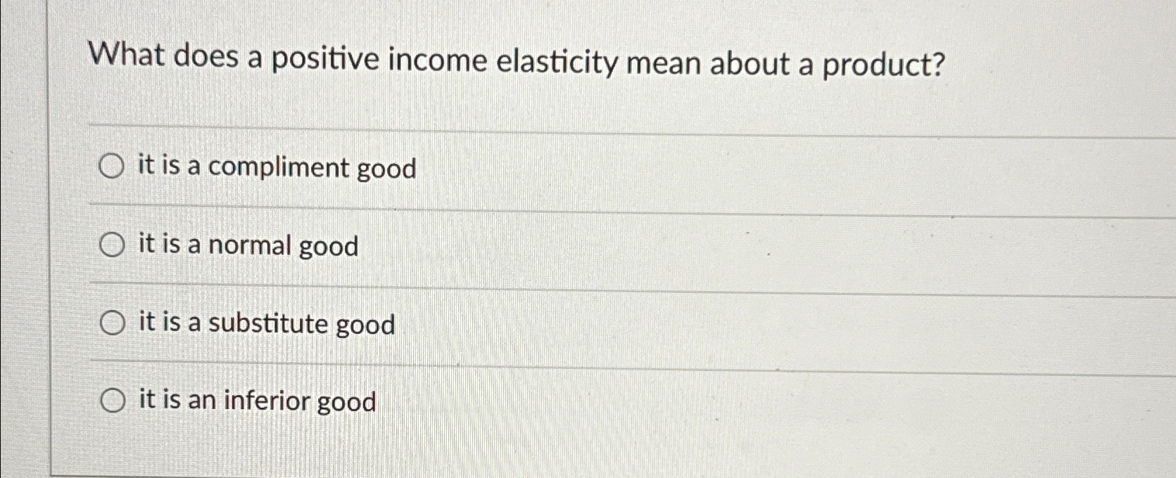 Solved What does a positive income elasticity mean about a | Chegg.com