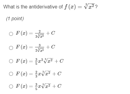 Solved What is the antiderivative of f(x)=x23 ?(1 | Chegg.com