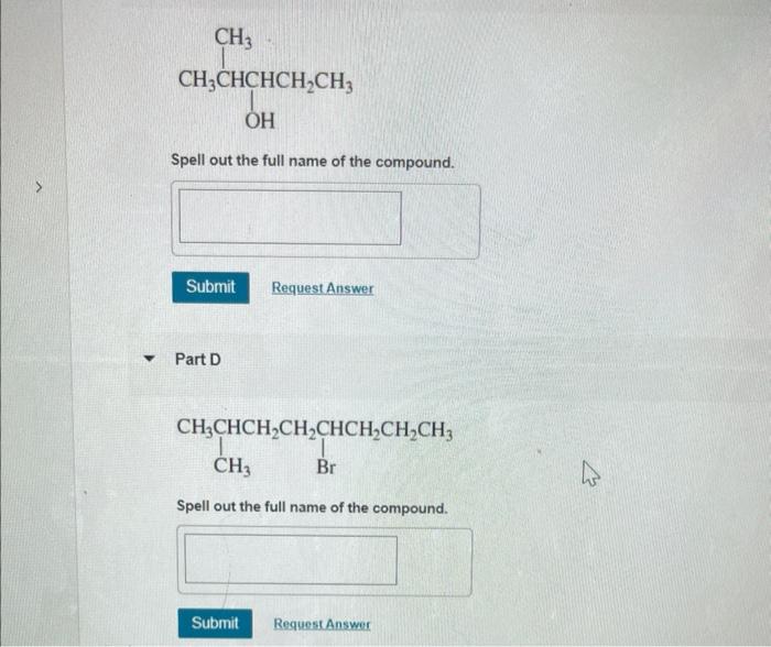 Solved Spell Out The Full Name Of The Compound Part D Spell