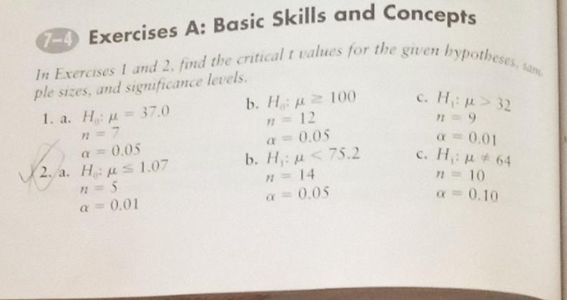 Solved (7-4) Exercises A: Basic Skills and Concepts In | Chegg.com