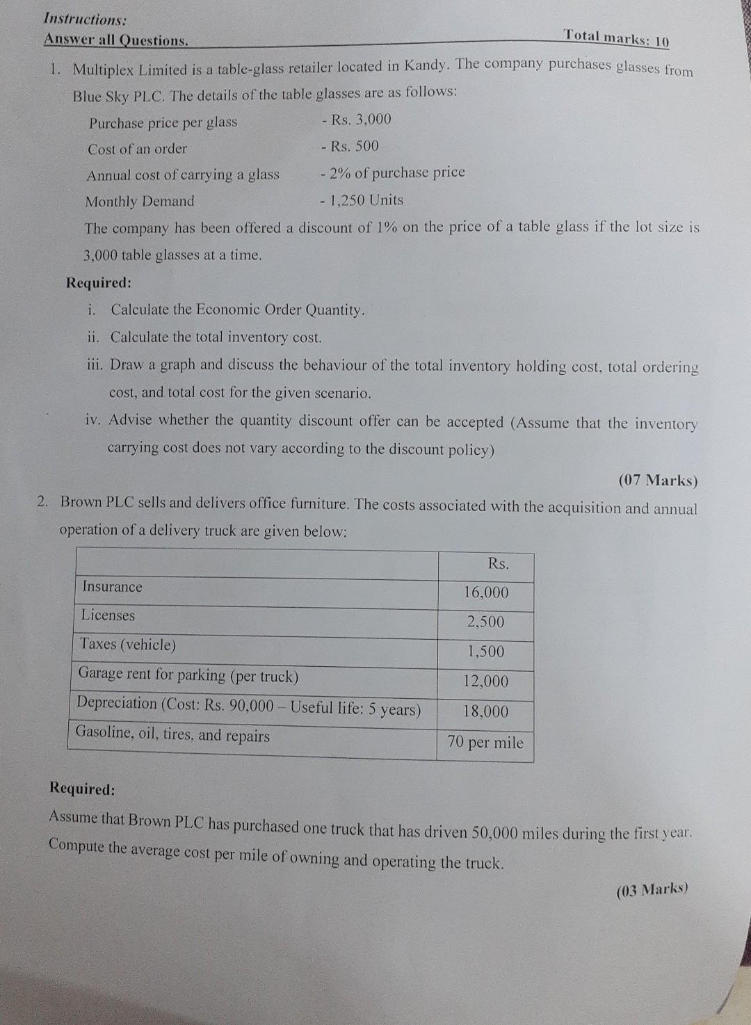 Solved Answer all Questions. Total marks: 10 1. Multiplex | Chegg.com