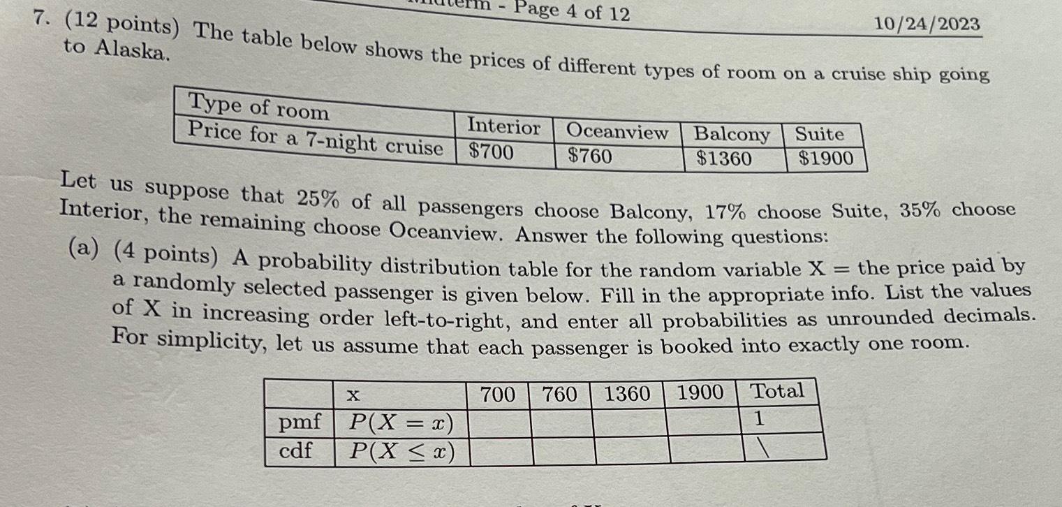 Solved (12 ﻿points) ﻿The tob1024?2023 ﻿to | Chegg.com