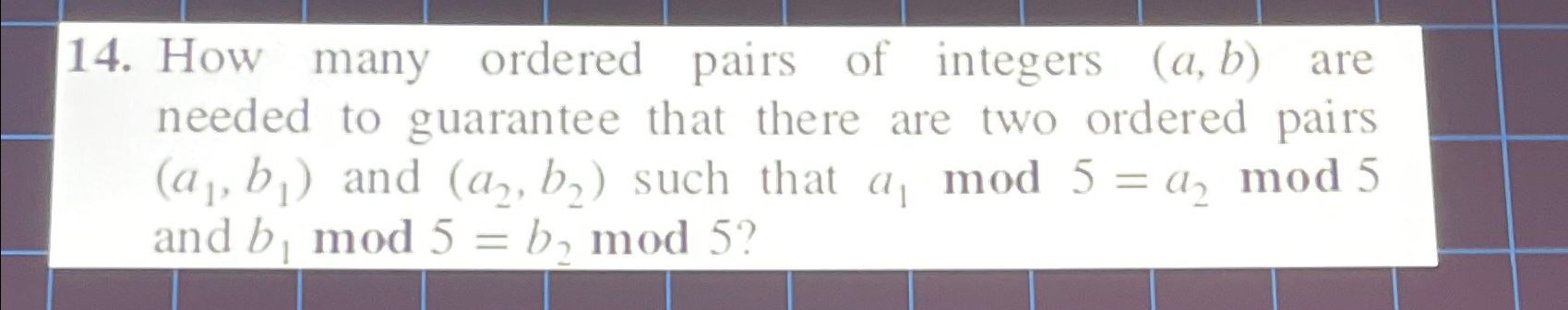 Solved How many ordered pairs of integers (a,b) ﻿are needed | Chegg.com